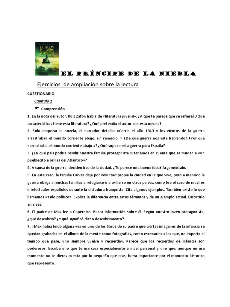 El Príncipe de La Niebla. Guía de Lectura | PDF | Narración | Palabra