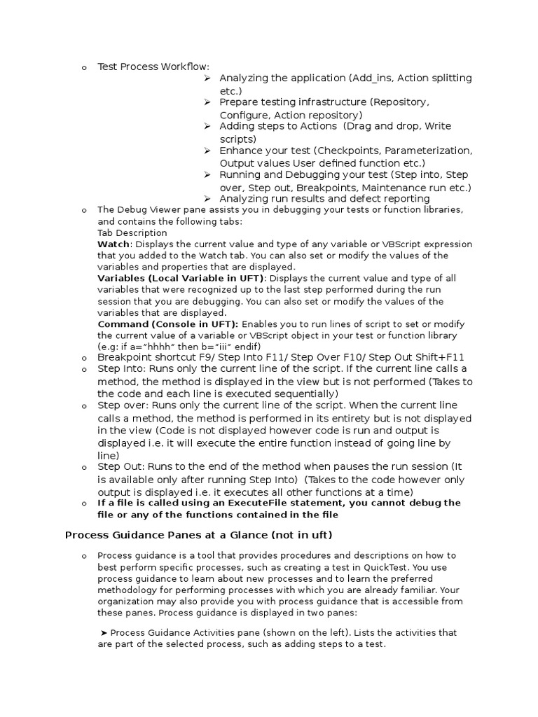 Process Guidance Panes at A Glance (Not in Uft) | Download Free PDF ...