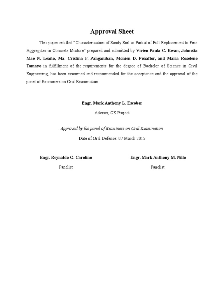 Approval Sheet: Approved by The Panel of Examiners On Oral Examination ...