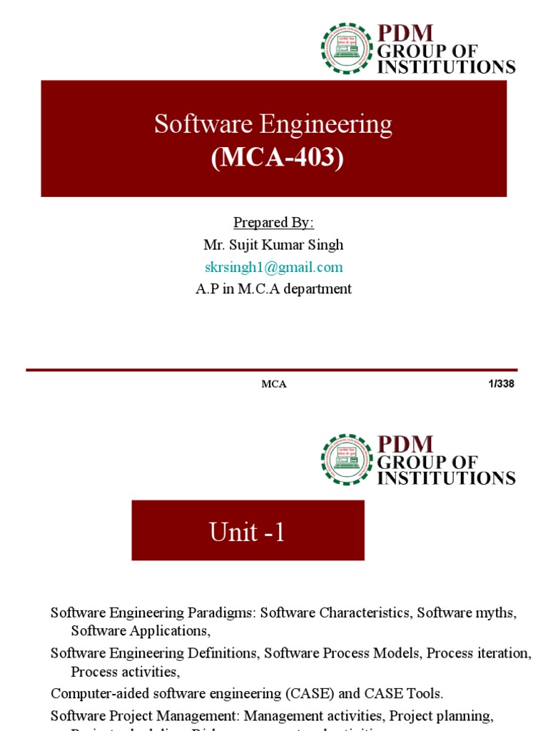 MCA Software Engg Unit 1 Ppt 1 | Software Development Process ...