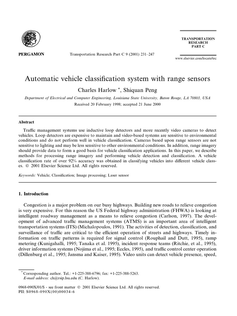 Automatic Vehicle Classification System With Range Sensors Radar