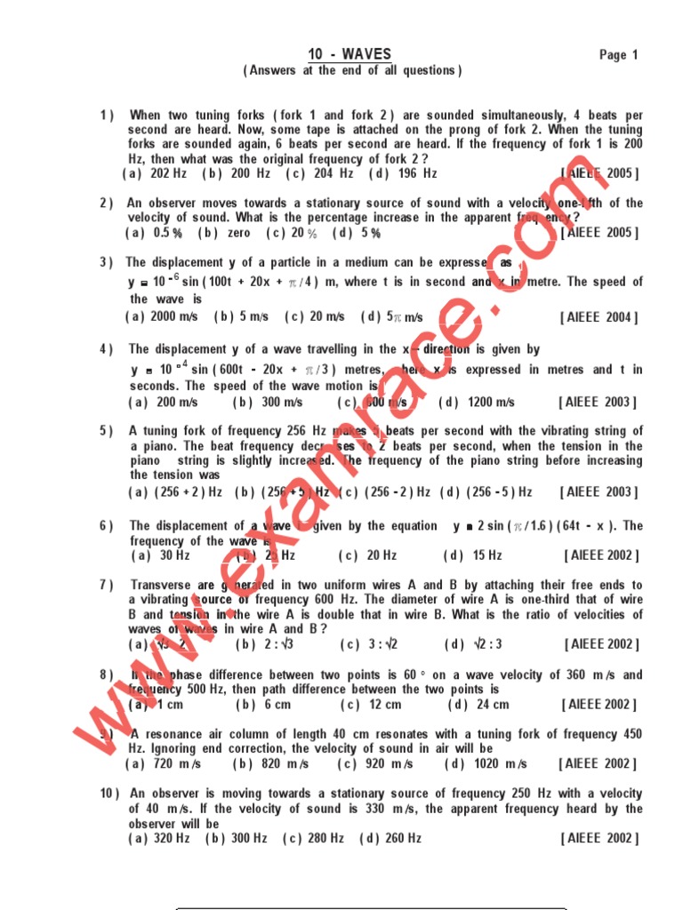 Physics Waves MCQ | PDF | Waves | Sound
