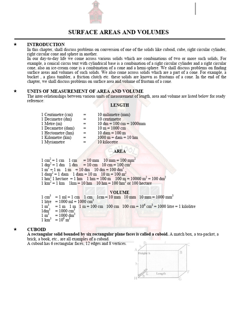 Surface Areas and Volumes Guide | PDF | Sphere | Surface Area