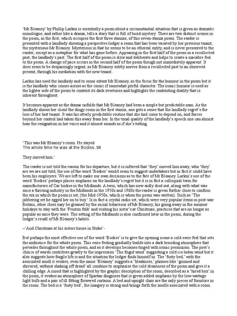 MR Bleaney | PDF | Verb | Adjective
