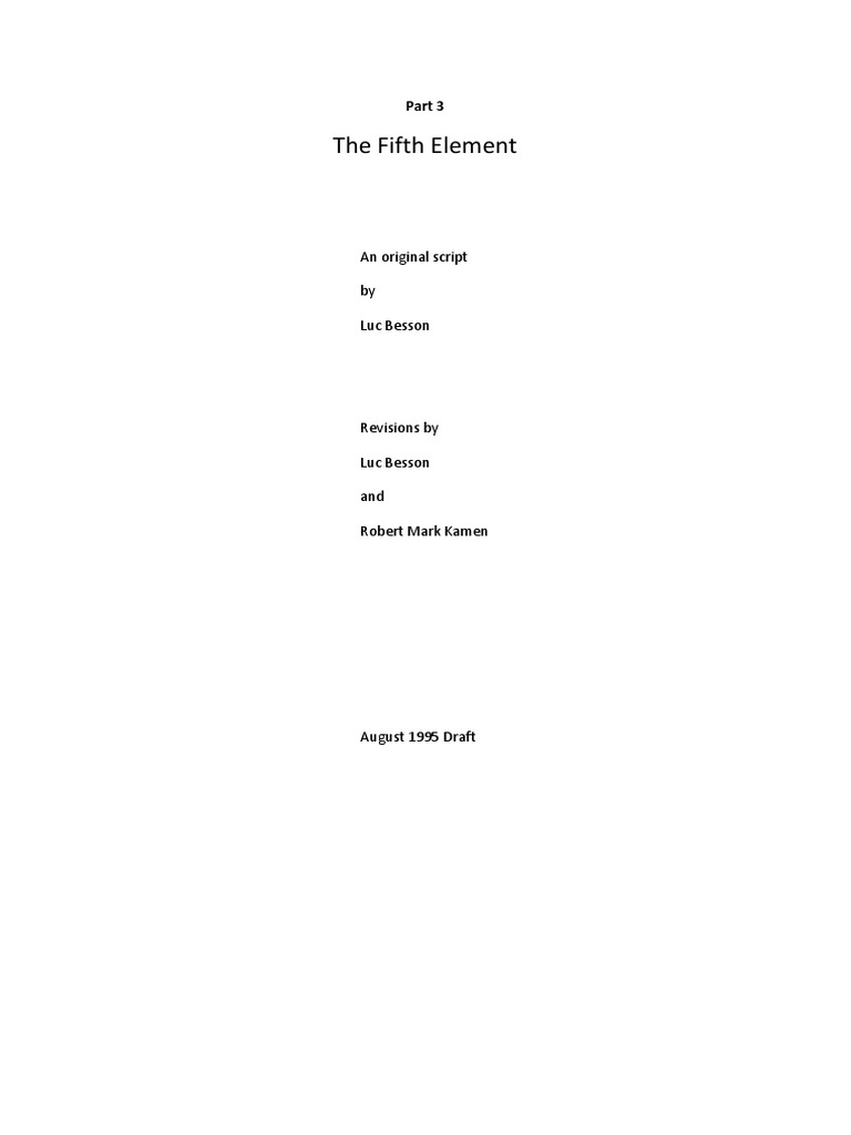 Part3 The Fifth Element Script | PDF | Leisure