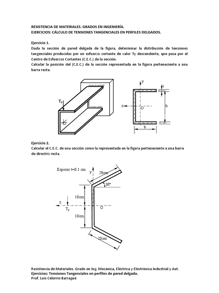 Ejercicios de Cálculo de Tensiones Tangenciales 2014 | PDF | Esfuerzo cortante | Resistencia de ...