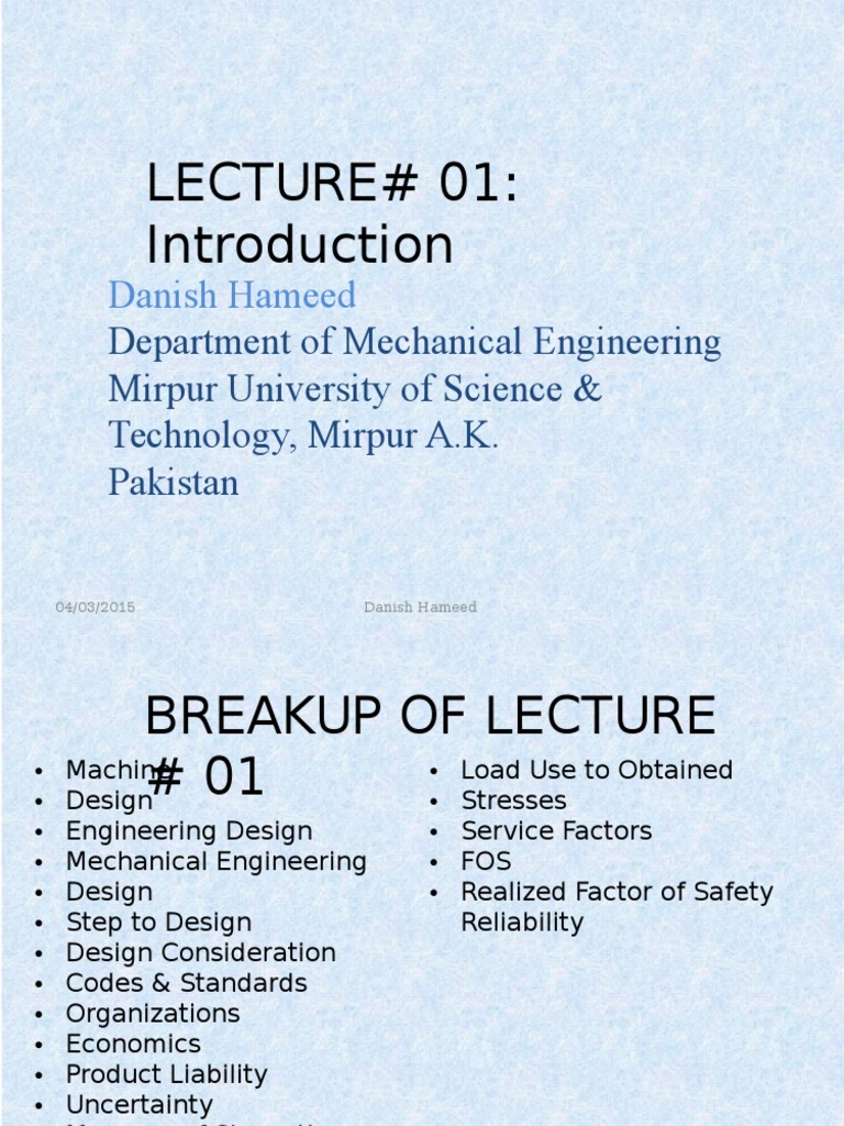 Lec 1 Machine Design | PDF | Strength Of Materials | Machines