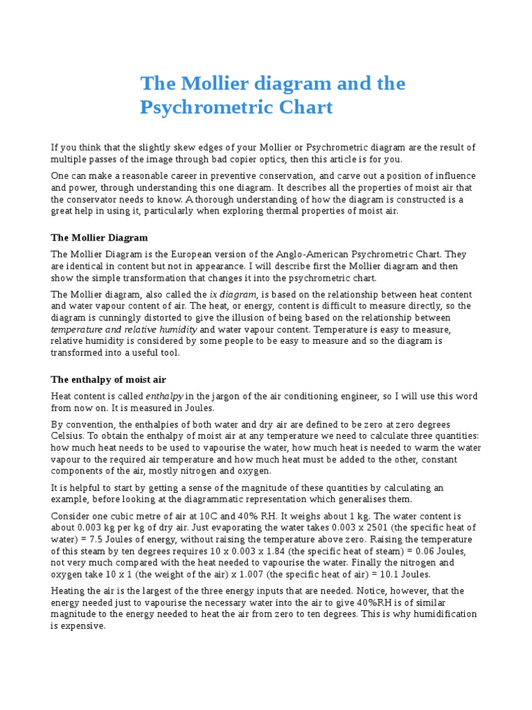 The Mollier Diagram and The Psychrometric Chart | PDF | Enthalpy ...