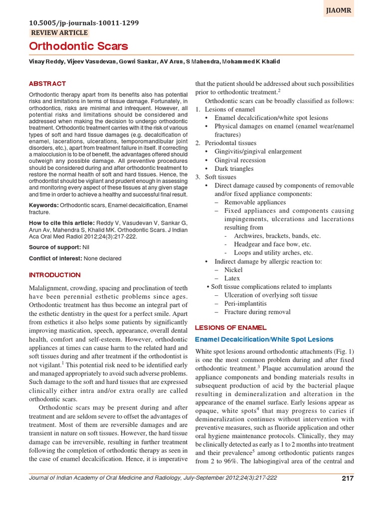 Ortho Scars | PDF | Orthodontics | Mouth