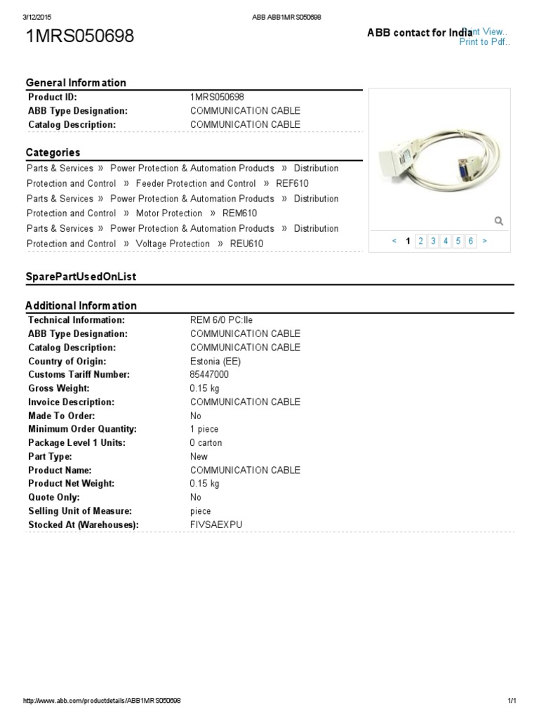 Re - 610 Communication Cable | PDF