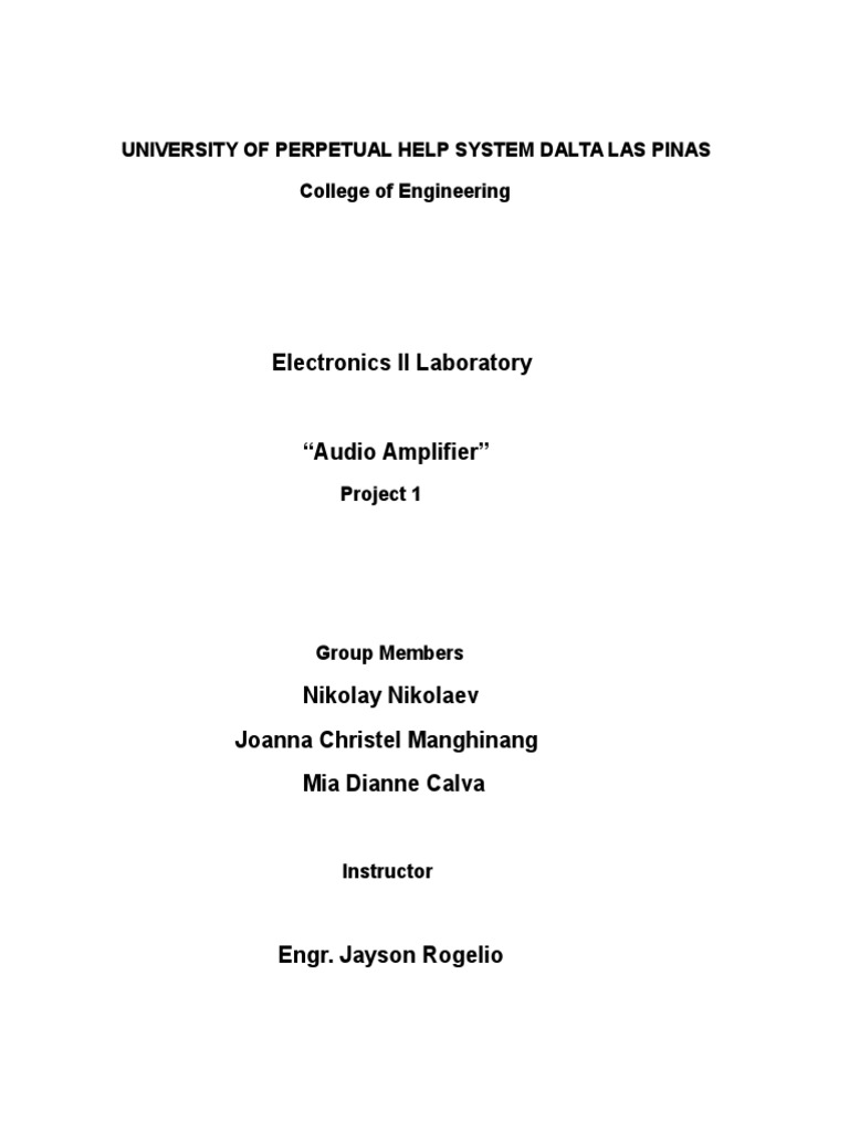 Audio Amp Docu | PDF | Amplifier | Bipolar Junction Transistor
