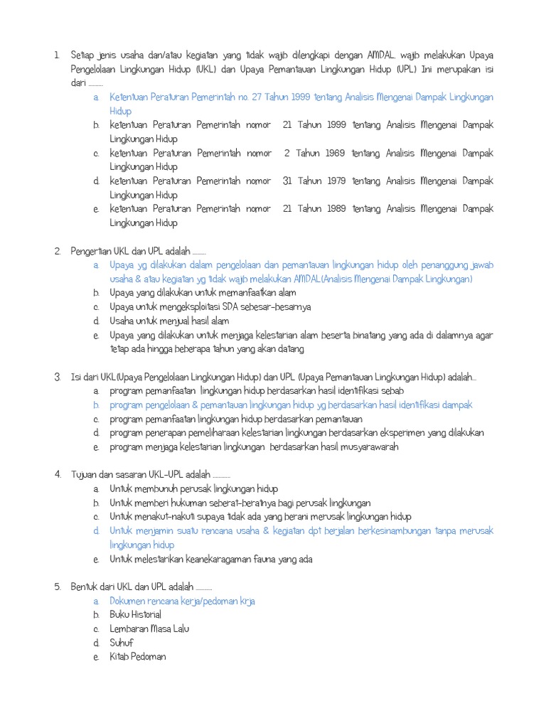 Latihan Soal - Bab Amdal PDF | PDF | Griya & Taman