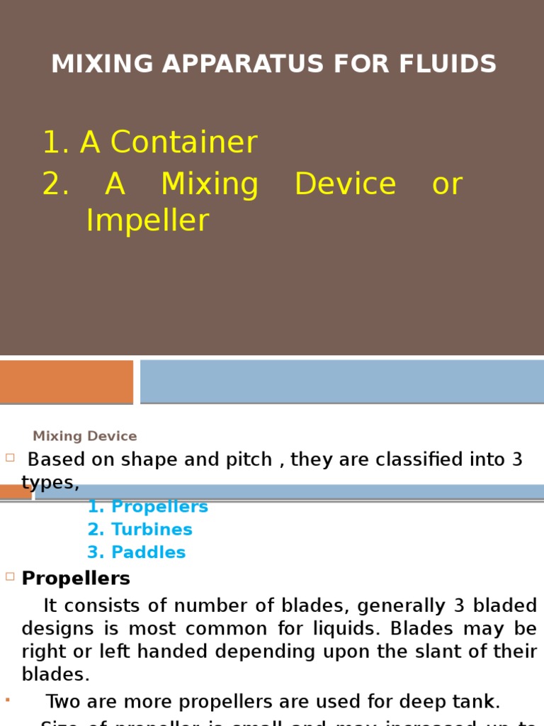 Lecture Mixing Apparatus For Fluids | Download Free PDF | Emulsion ...