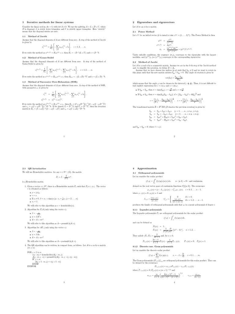 1 Iterative Methods For Linear Systems 2 Eigenvalues and Eigenvectors | PDF | Theoretical ...