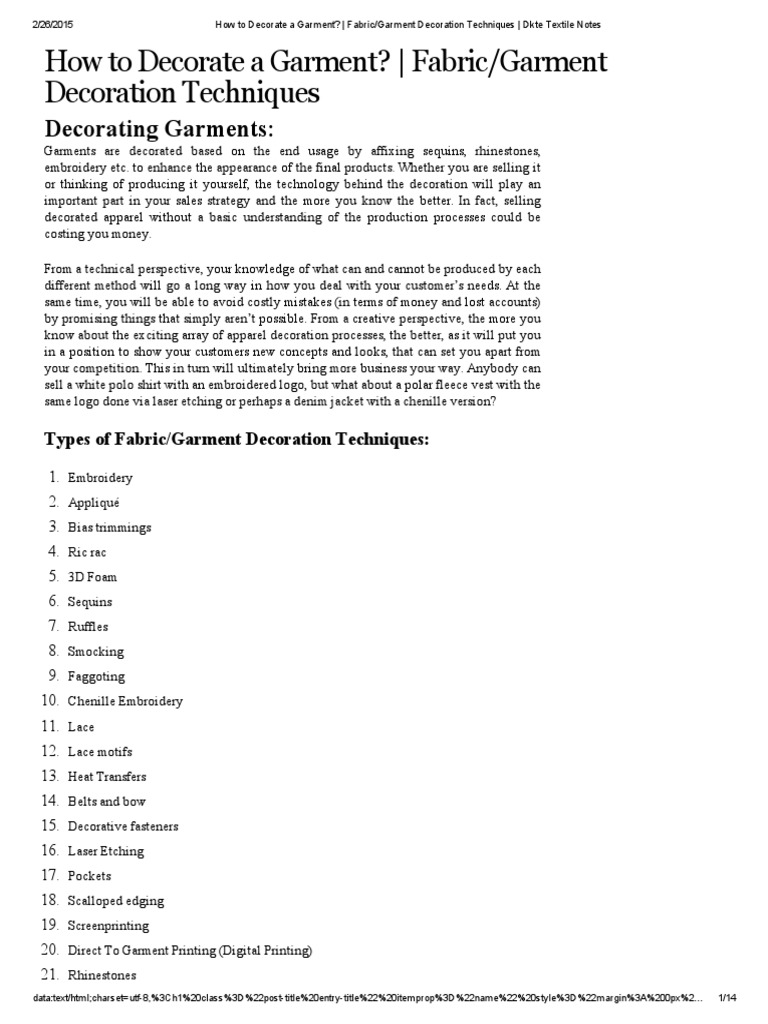 How To Decorate A Garment - Fabric - Garment Decoration Techniques ...