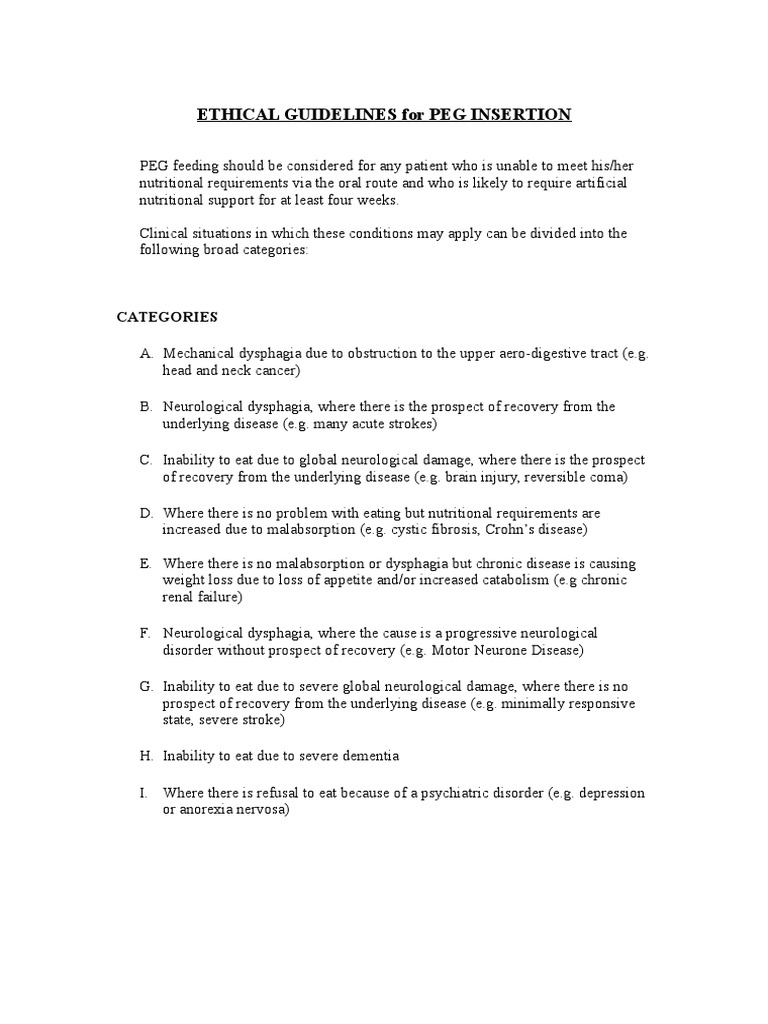 PEG Insertion - Ethical Guidelines | PDF | Dementia | Anorexia Nervosa