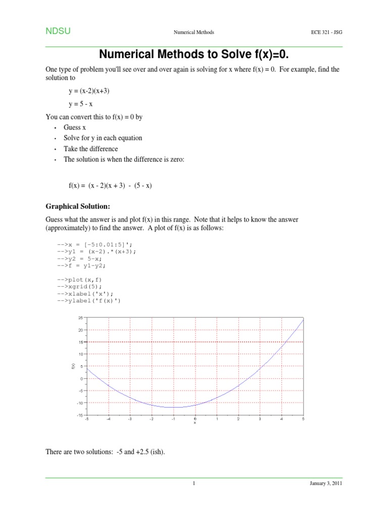 Numerical Methods To Solve F (X) 0.: Graphical Solution | PDF | Numerical Analysis | Algorithms ...