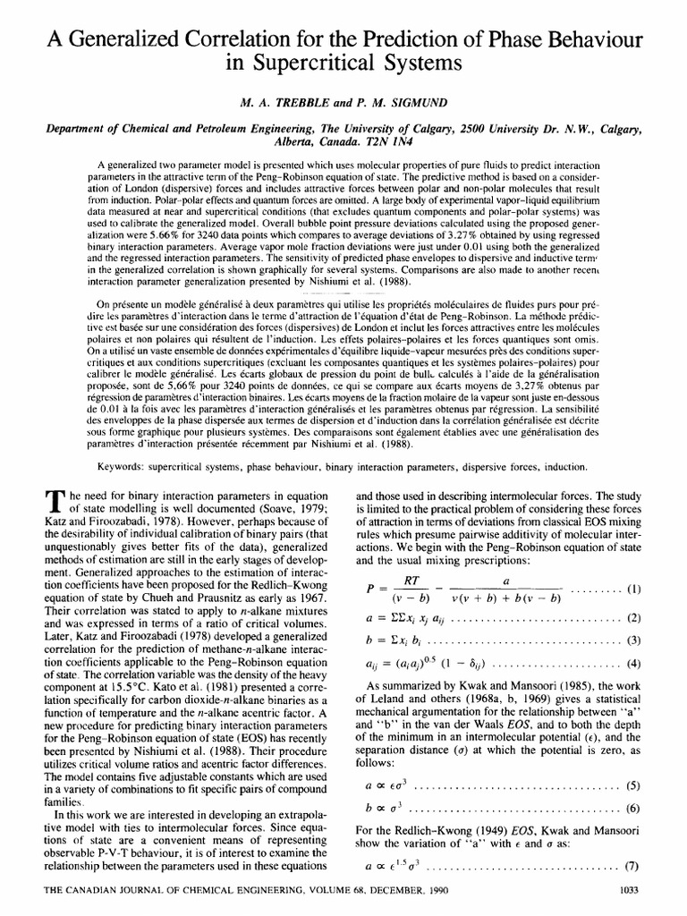 A Generalized Correlation For The Prediction of Phase Behaviour in ...