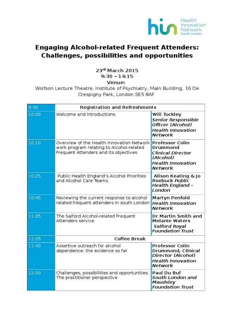 Health Innovation Network - ARFA Event Programme. | PDF
