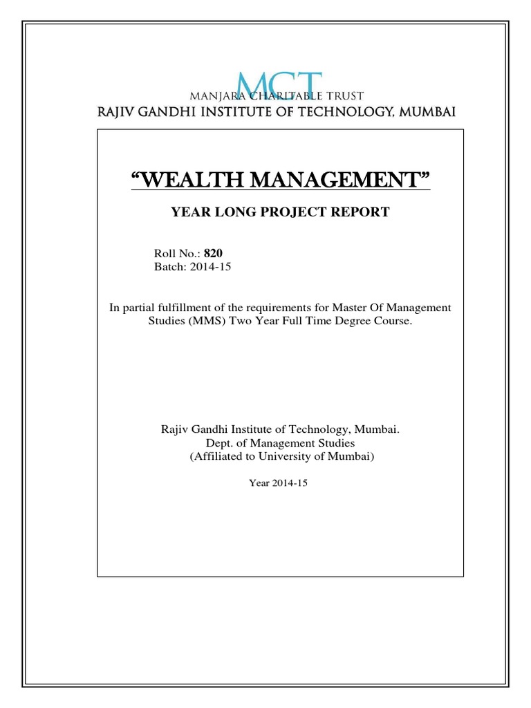 "Wealth Management": Year Long Project Report | PDF | Wealth Management ...