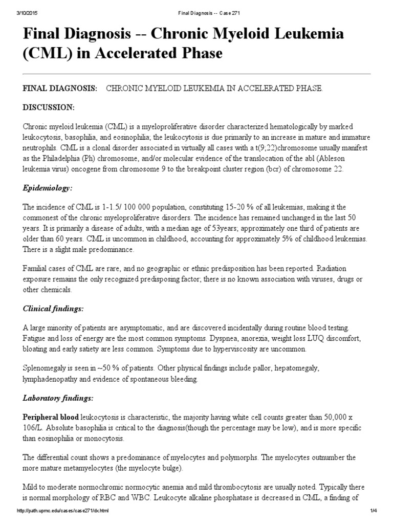 Final Diagnosis of Chronic Myeloid Leukemia in Accelerated Phase: A Comprehensive Review of the ...