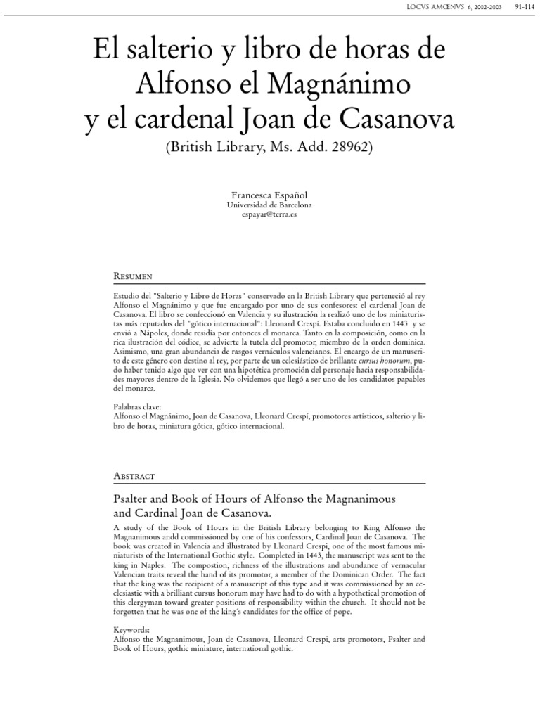 El Salterio y Libro de Horas de Alfonso El Magnánimo | PDF | Salmos ...