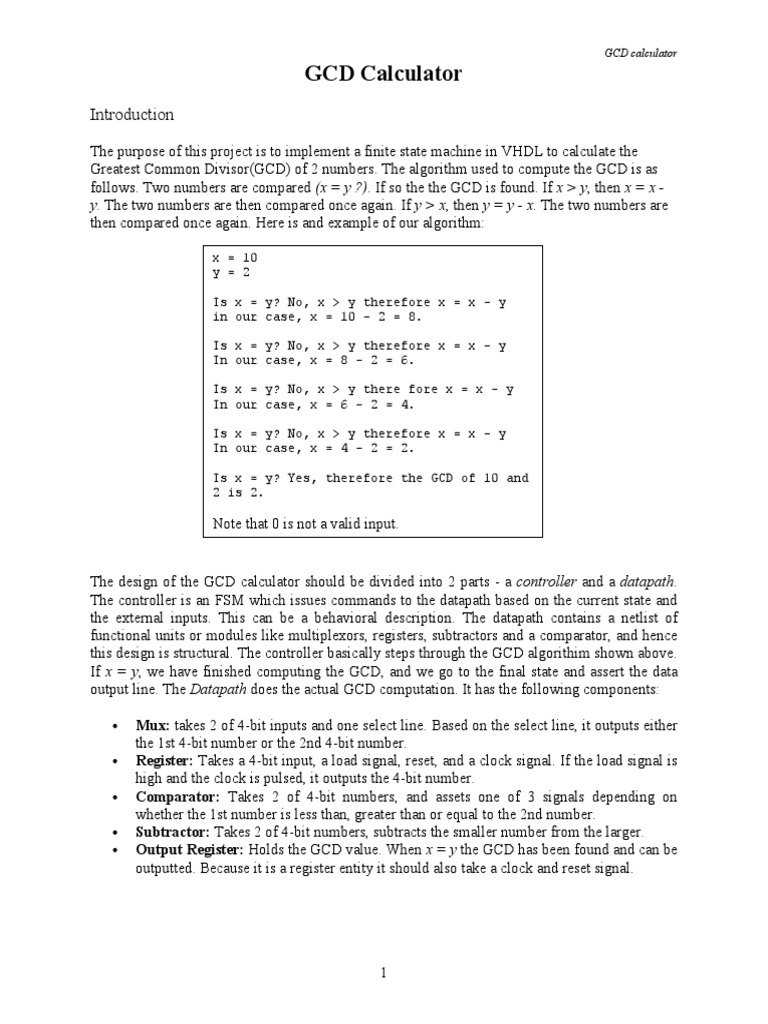 Gcd Calculator.pdf | Computer Engineering | Technology