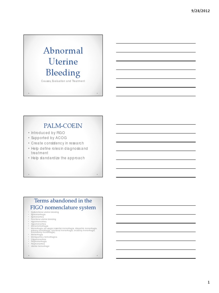 Abnormal Uterine Bleeding: Palm Coein | PDF | Menstruation | Sexual Anatomy