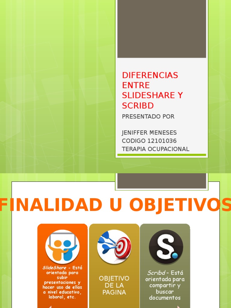Diferencias Entre Slideshare y Scribd | PDF | Scribd | Formato de Documento Portable