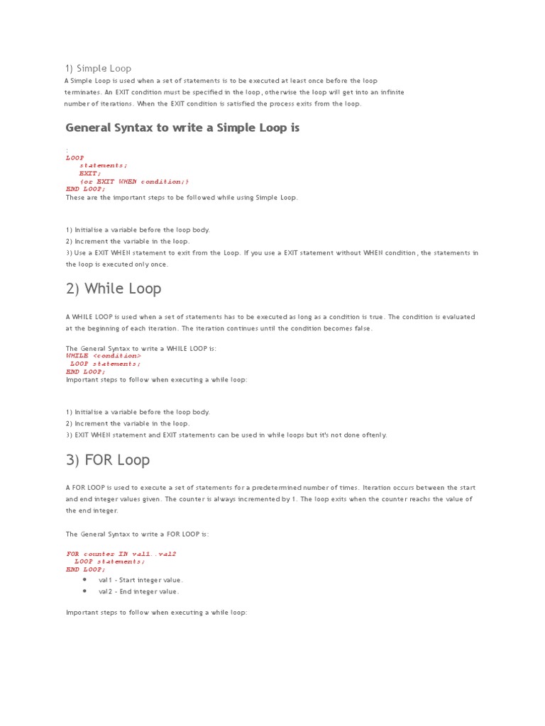 2) While Loop: General Syntax To Write A Simple Loop Is | PDF
