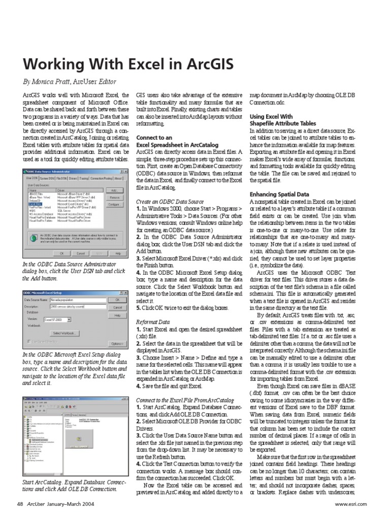 Working With Excel In Arcgis By Monica Pratt Arcuser Editor Pdf 4576