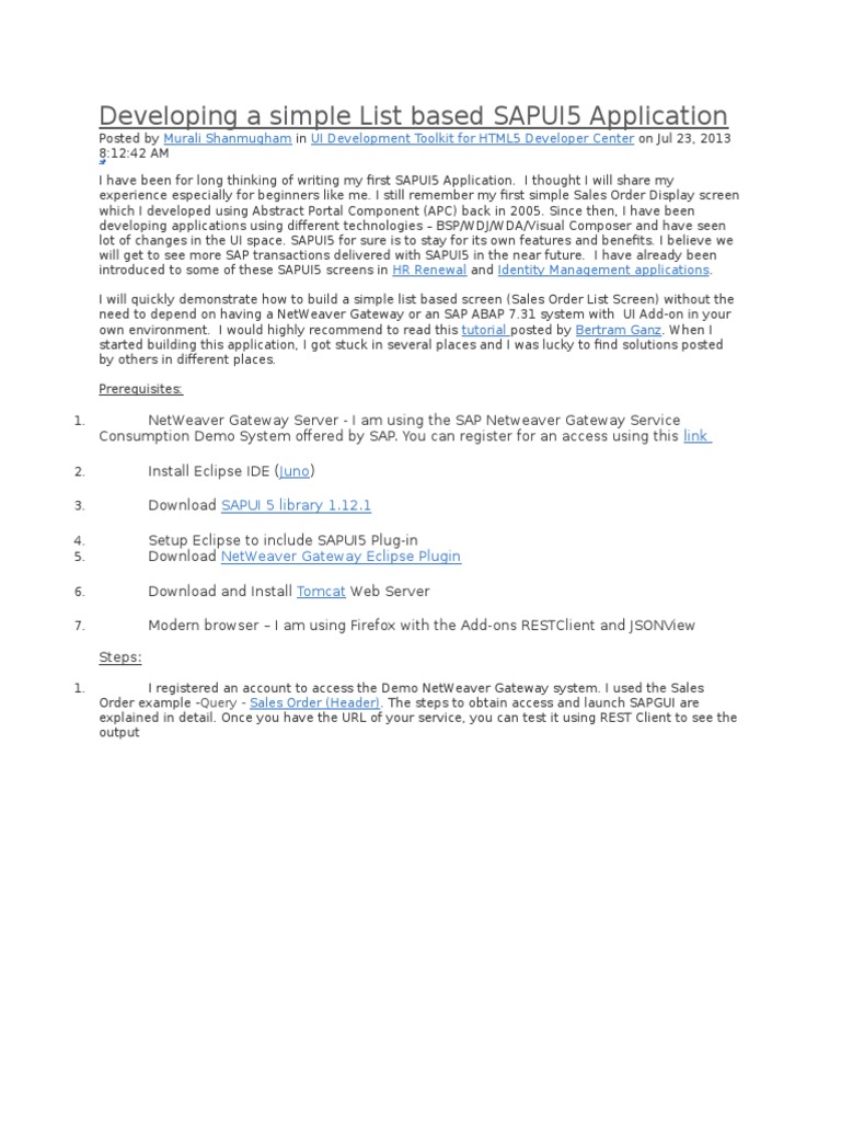SAPUI5 App Guide for Beginners | PDF | Eclipse (Software) | Web Server