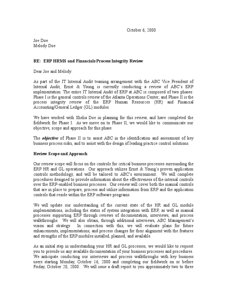ERP PI Review Notification Letter | PDF | Enterprise Resource Planning ...