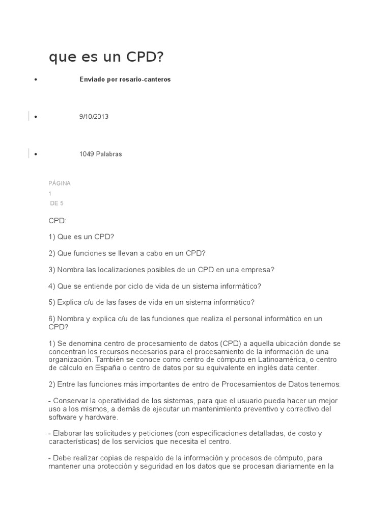 Que Es Un CPD | PDF | Centro de datos | Sistema operativo