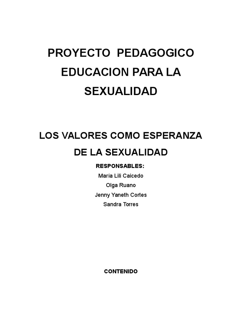 Proyecto De Educacion Sexual Pdf