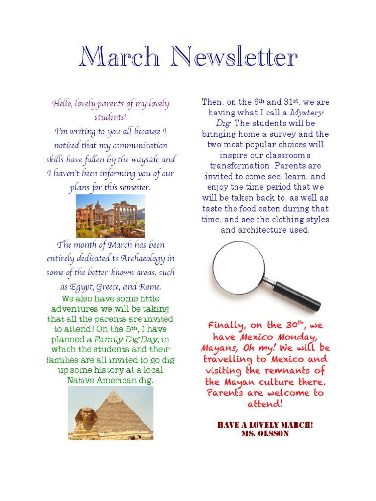 March Newsletter | PDF | Social Science | History