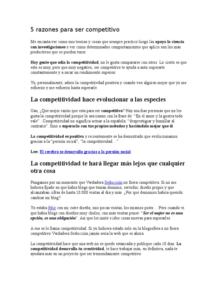 5 Razones para Ser Competitivo | PDF | Autoestima | Competitividad