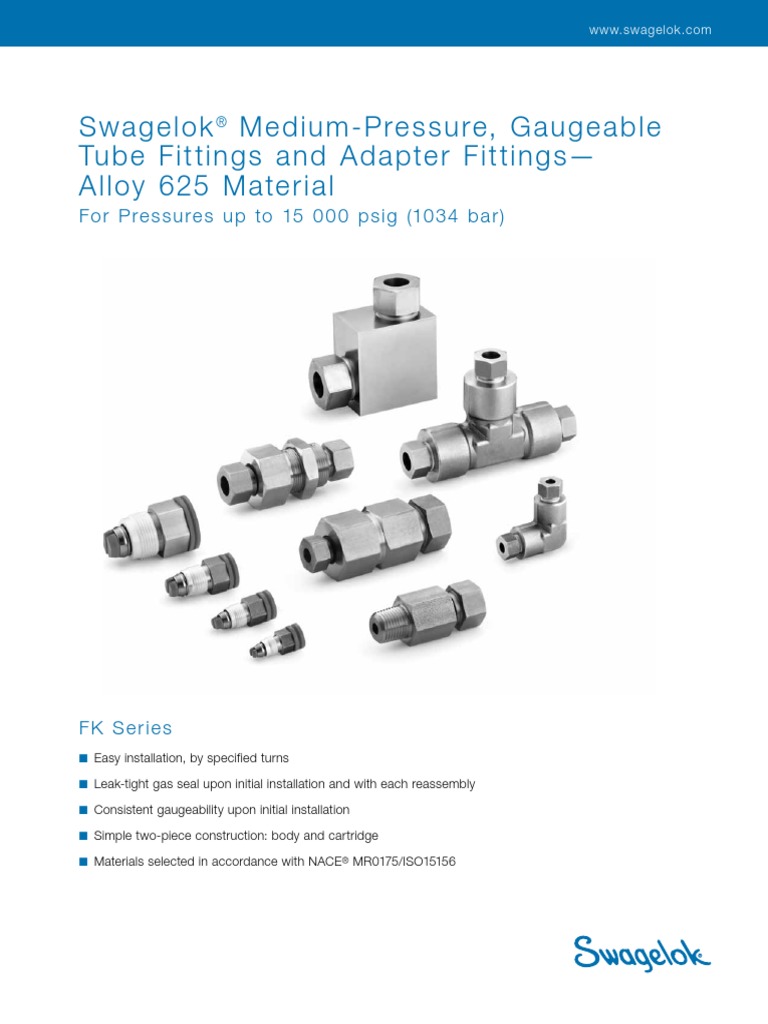 Swagelok Medium Pressure Fittings Alloy 625 | PDF | Nut (Hardware ...