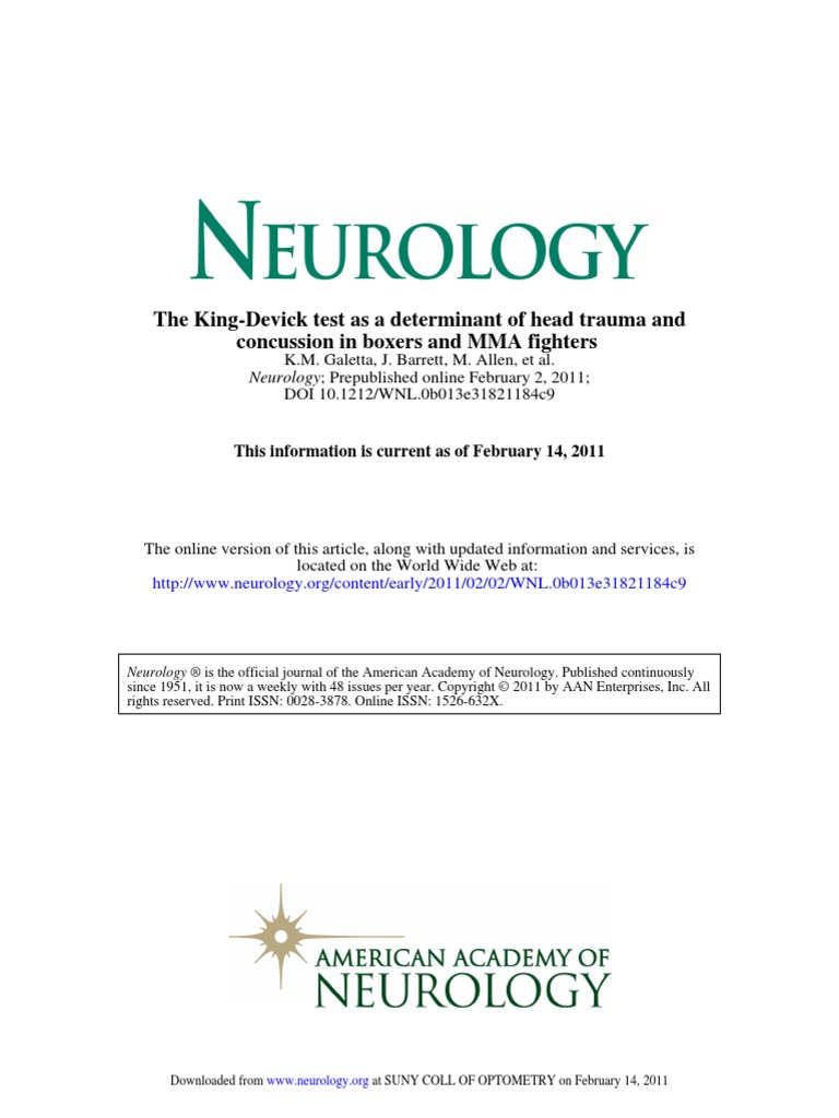 Concussion in Boxers and MMA Fighters The King-Devick Test As A ...