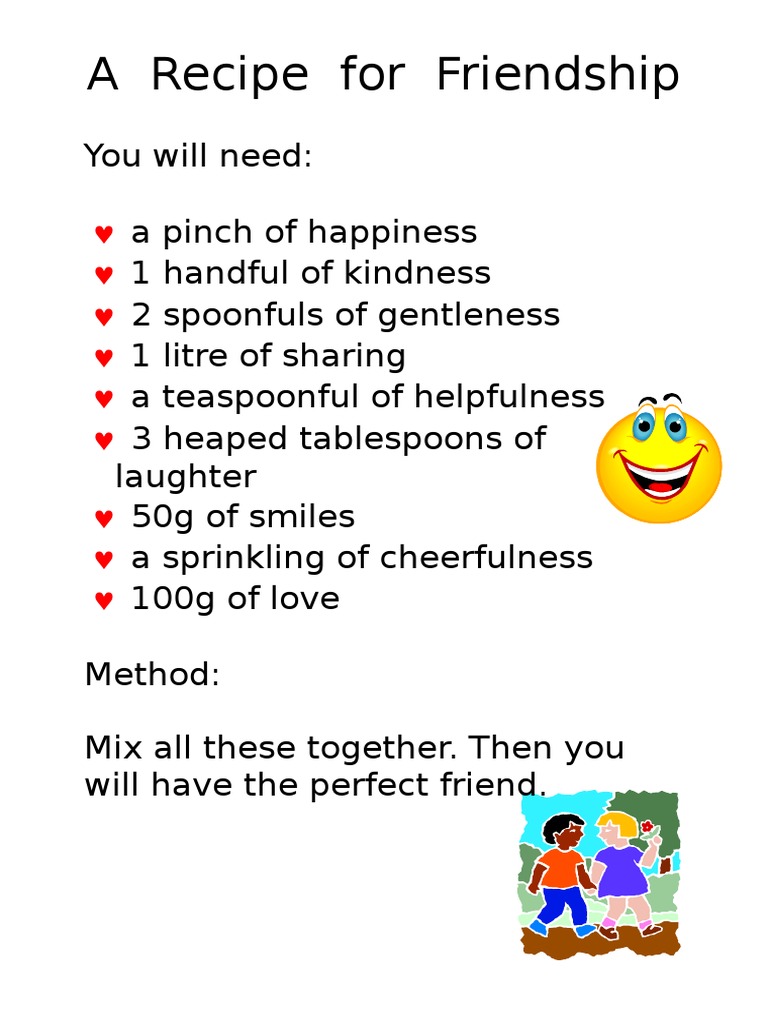 Friendship Recipe | PDF