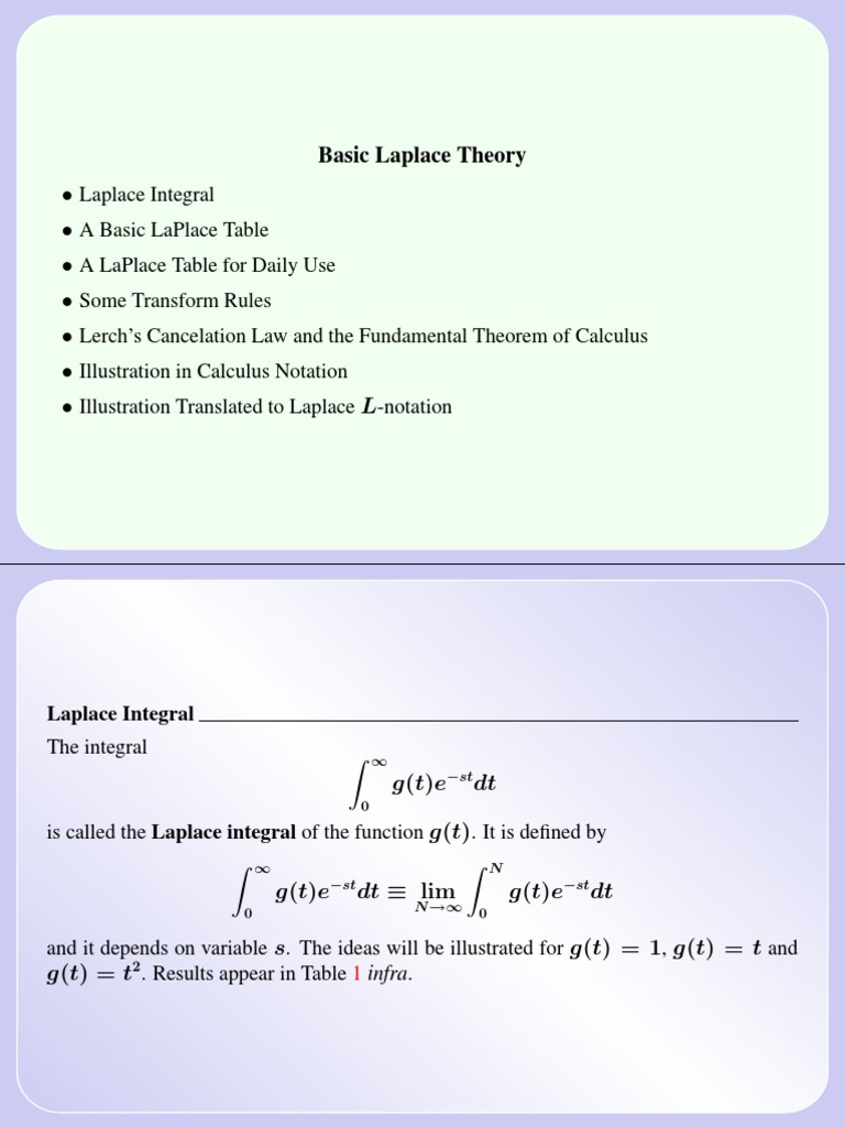 Basic Laplace Theory - L | PDF | Laplace Transform | Integral