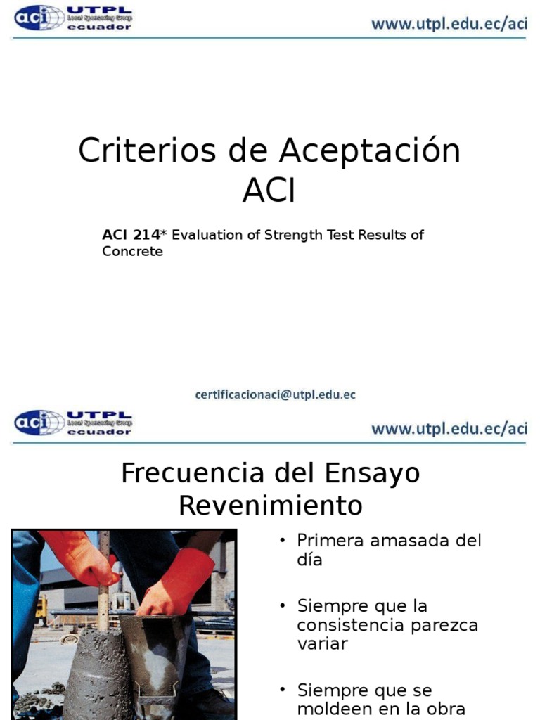Criterios de Aceptacin Aci 214 | PDF | Science | Ingeniería