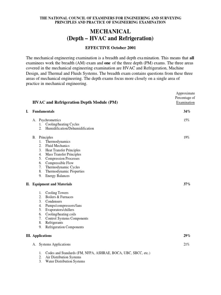 Pe Mechanical Hvac Exam Specs | PDF | Technology & Engineering