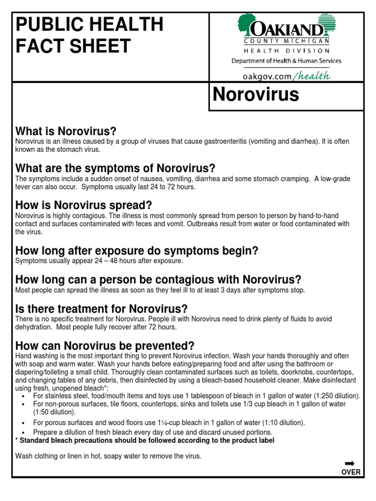 Norovirus Public Health Fact Sheet | Download Free PDF | Immunology ...