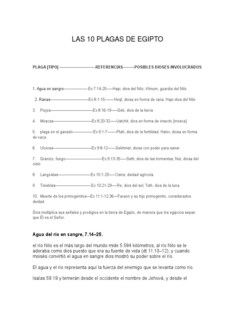 Las 10 Plagas de Egipto | PDF | Mitologia Egipcia | Horus