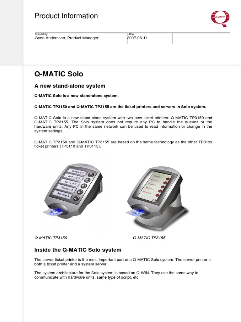 Q Matic Solo | PDF | Personal Computers | Computer Terminal