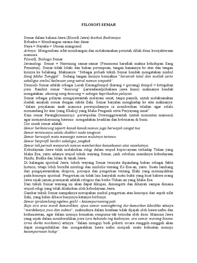 Filosofi Semar dalam Budaya Jawa | PDF