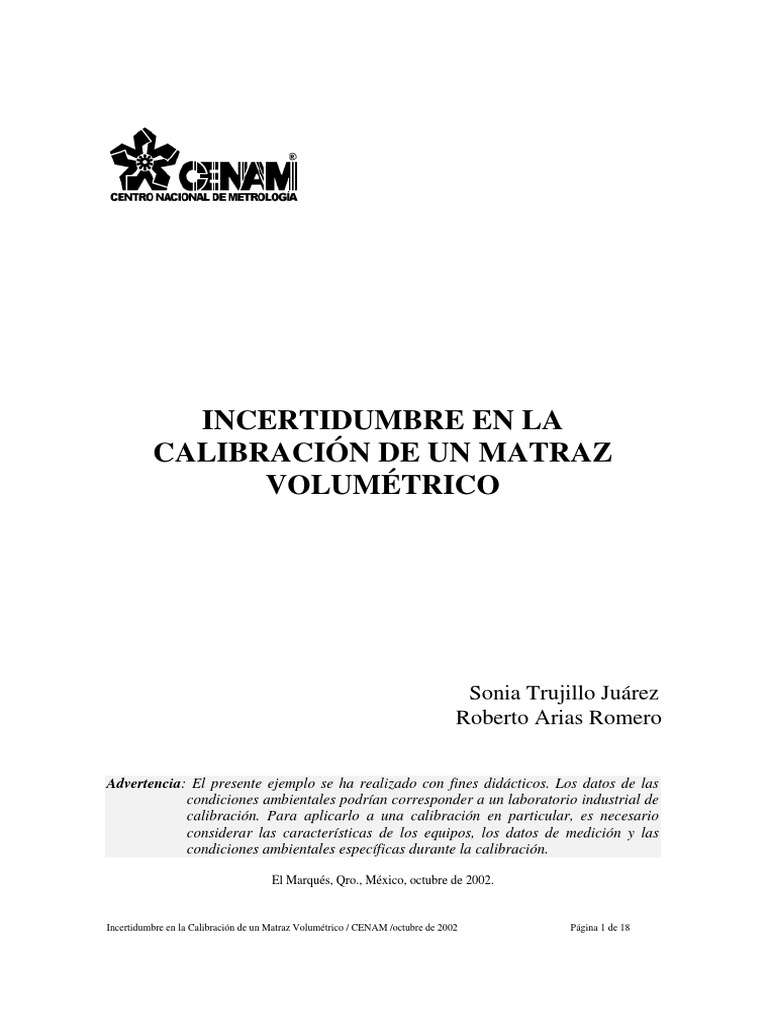Calibracion Matraz Volumetrico | PDF | Densidad | Calibración