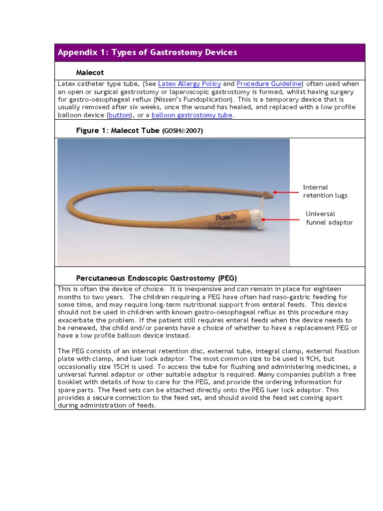 Gastrostomy Management Ap~ix 1 - Types of tube | Medical Procedures ...