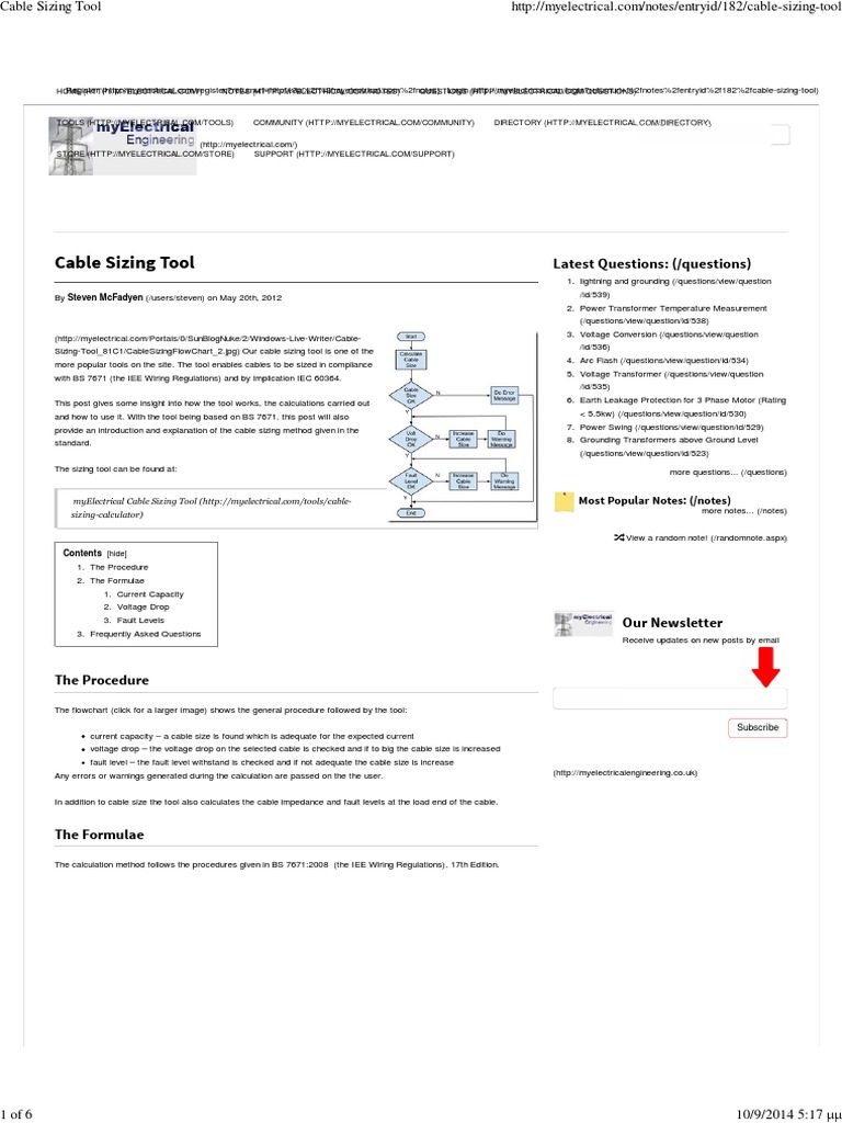 Cable Sizing Tool | PDF | Electrical Wiring | Electricity
